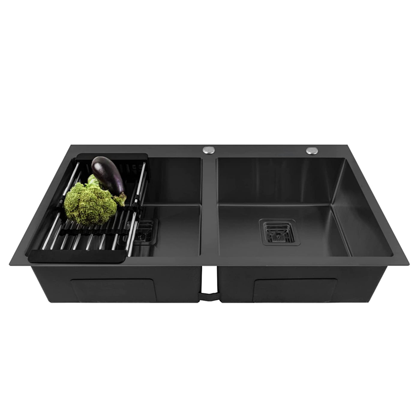 HM-MB-14 Double Bowl Kitchen Sink 45" x 20" x 10" Inch Hand Made With ...