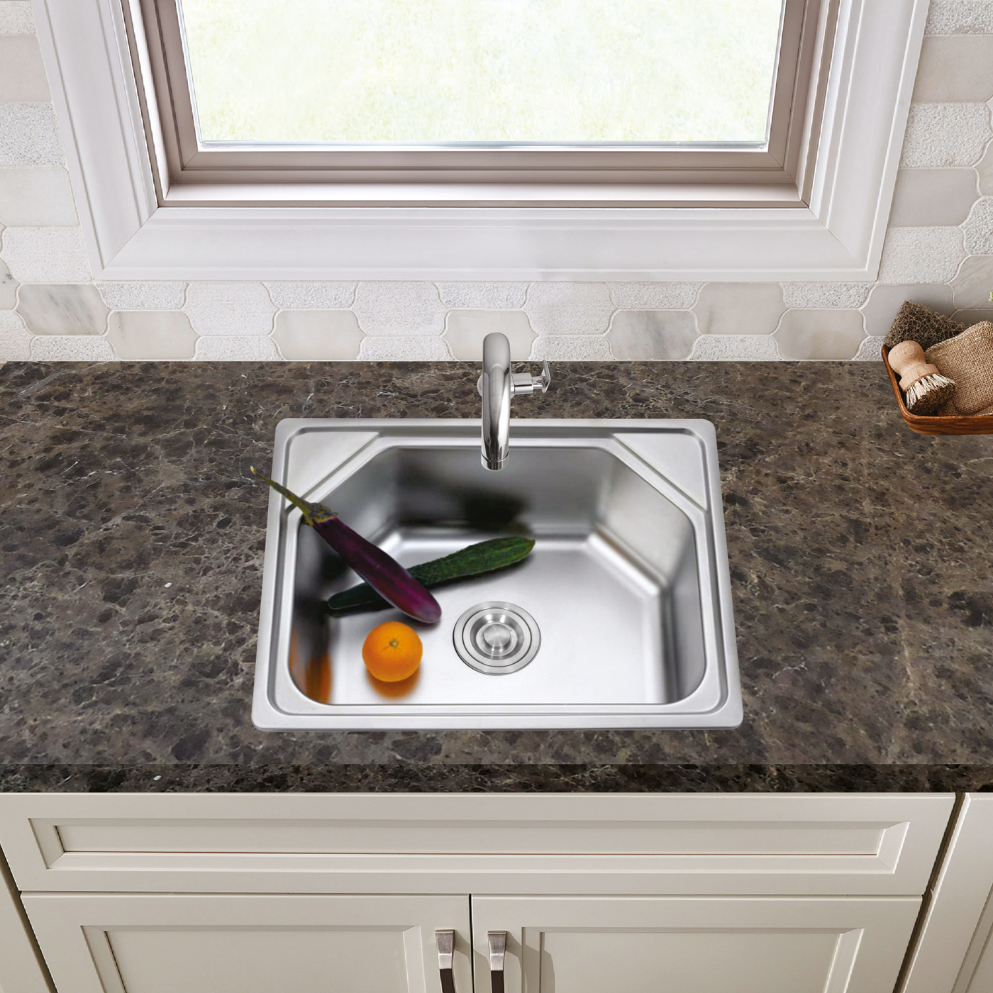 HM-RL-04 Single Bowl Kitchen Sink 20" x 17" x 10" Inch Hand Made